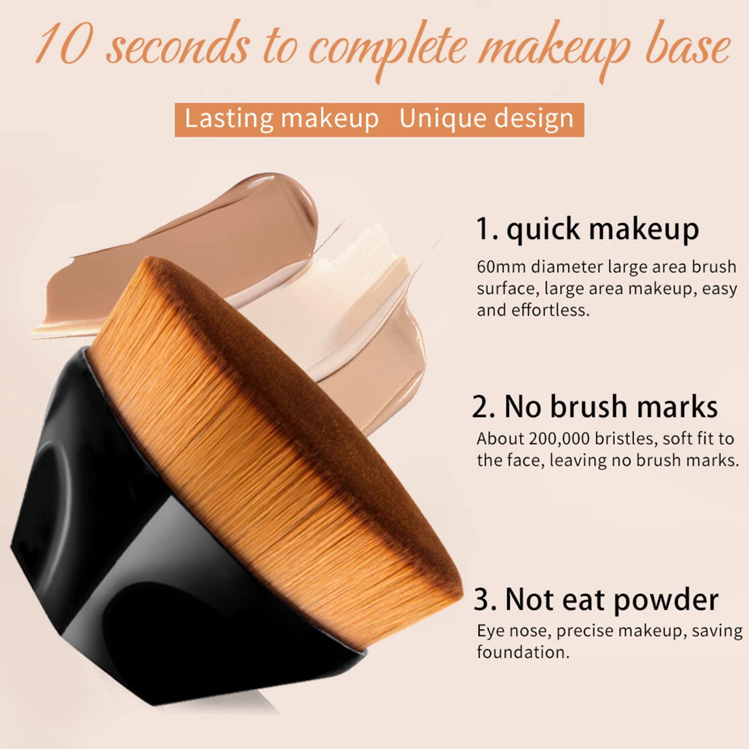 3 Pcs Foundation Makeup Brush,Kabuki Blush Foundation Brush for Blending Liquid, Cream or Flawless Powder Cosmetics with Bonus Protective Case