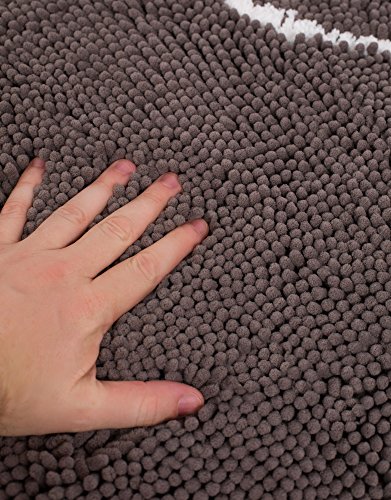 Internet's Best Chenille Dog Doormat - 60 x 30 - Absorbent Surface - Non-Skid Bottom - Protects Floors - Grey