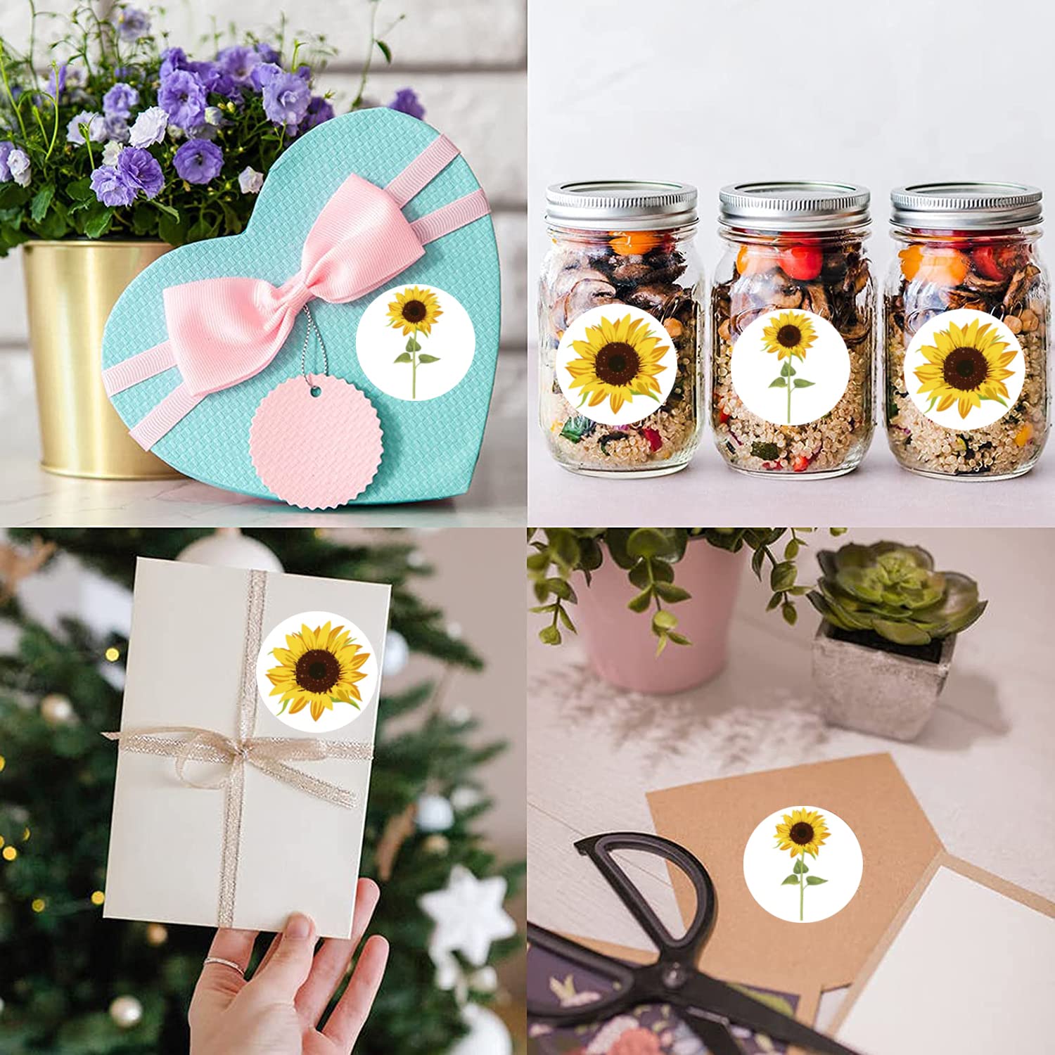 Pop Resin Sunflowers Sticker 1.5 inch Wildflower Sticker for Crafts Water Bottle Laptop Notebook 500 pcs per roll Christmas Valentine Labels,Yellow