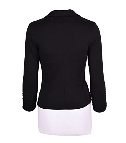 Auliné Collection Women's Casual Work Solid Color Knit Blazer Black Small