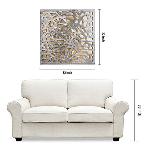 Empire Art Direct Enigma Polished Steel Sculpture Abstract Wall Art with Gold Leaf 3D Metallic Artwork,Ready to Hang,Living Room, Bedroom ＆ Office, 32" x 0.98” x 32