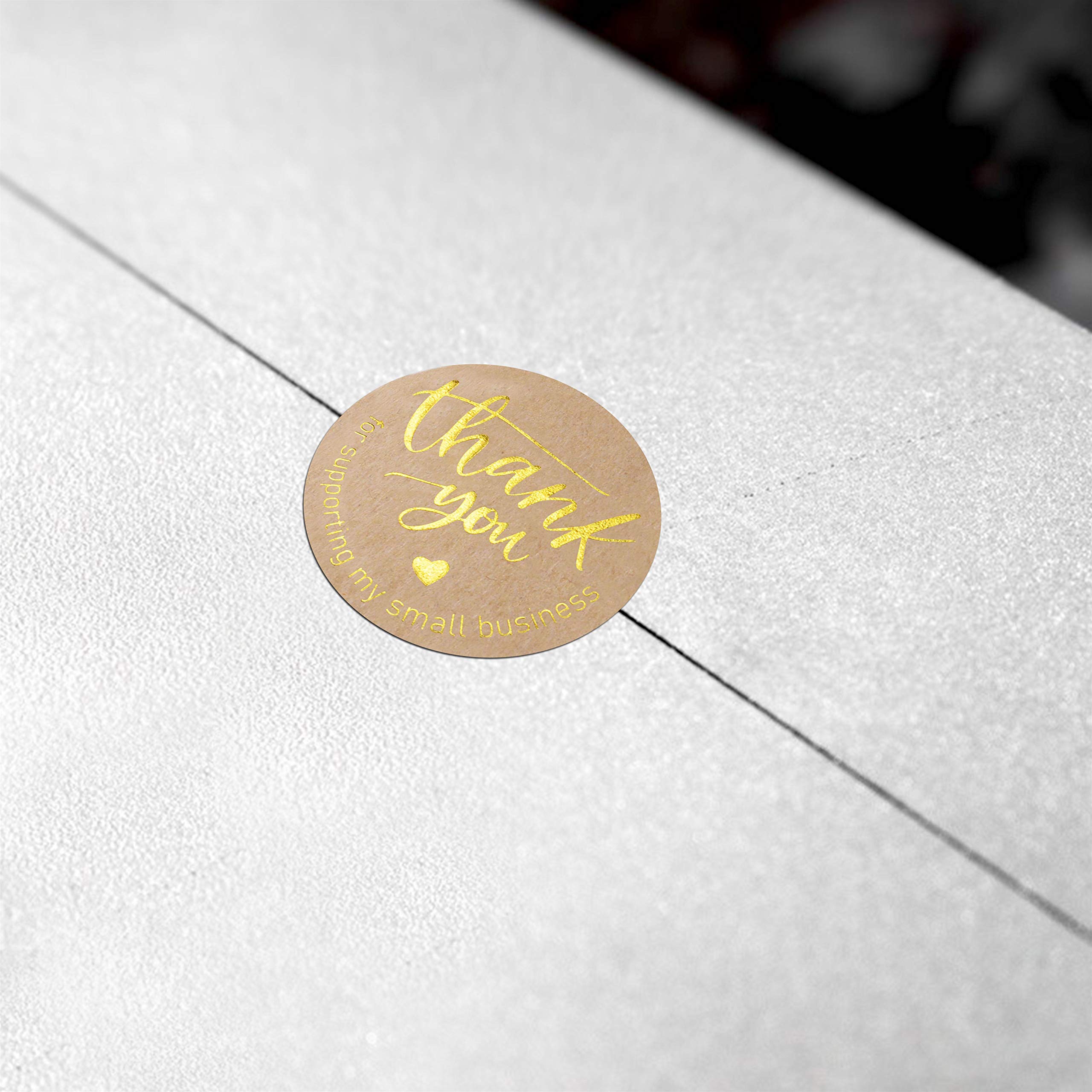 500 PCS Thank You Stickers Kraft Round with Perforation Line for Personal and Business Use (Each Measures 1.5" in Diameter)