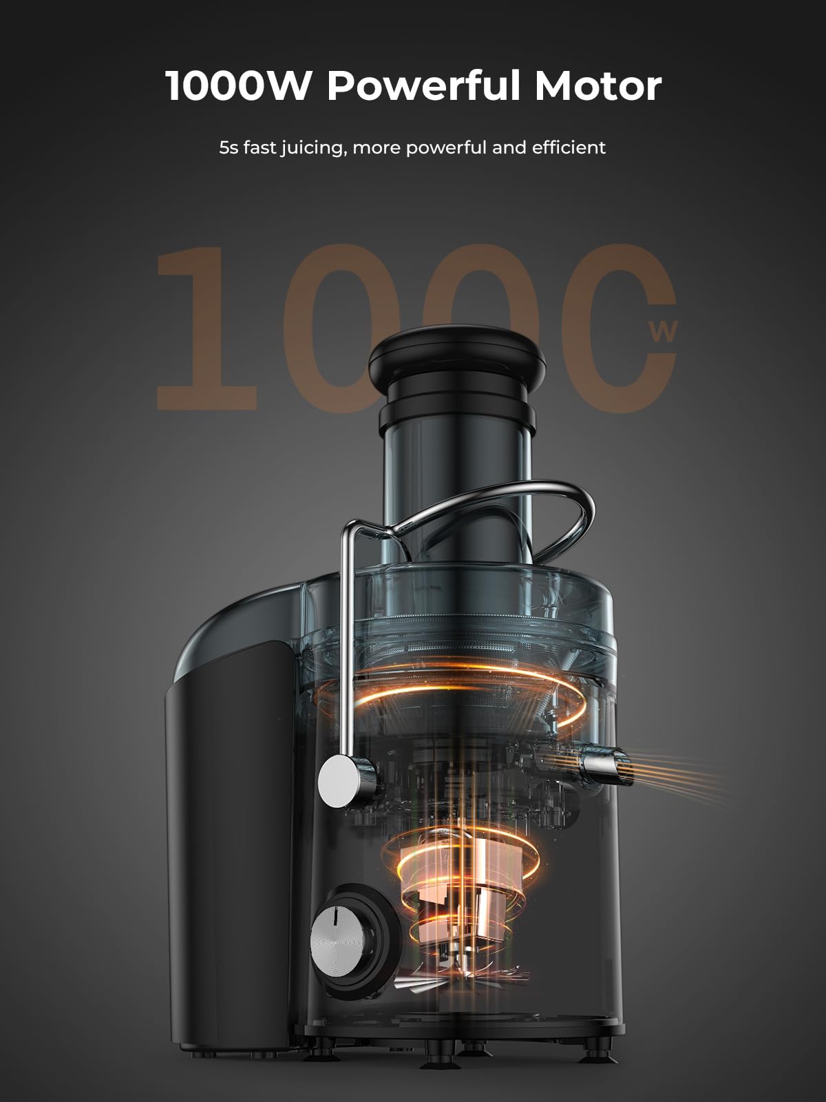 Aiheal Juicer Machines 1000W Juicer with 3.2” Big Mouth for Whole Fruits and Veg, Juice Extractor with 2 Speeds, Anti-Drip System, Easy to Clean, BPA Free