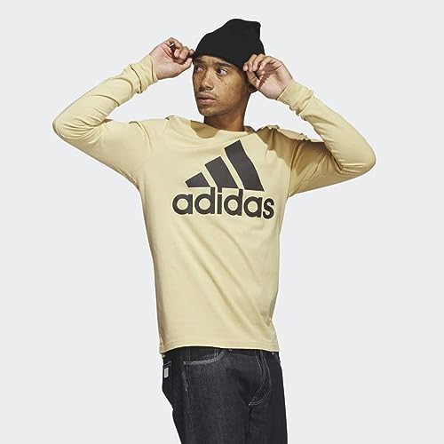 adidas Amplifier Long Sleeve Badge of Sport Tee Men's, Beige, Size XXX-Large