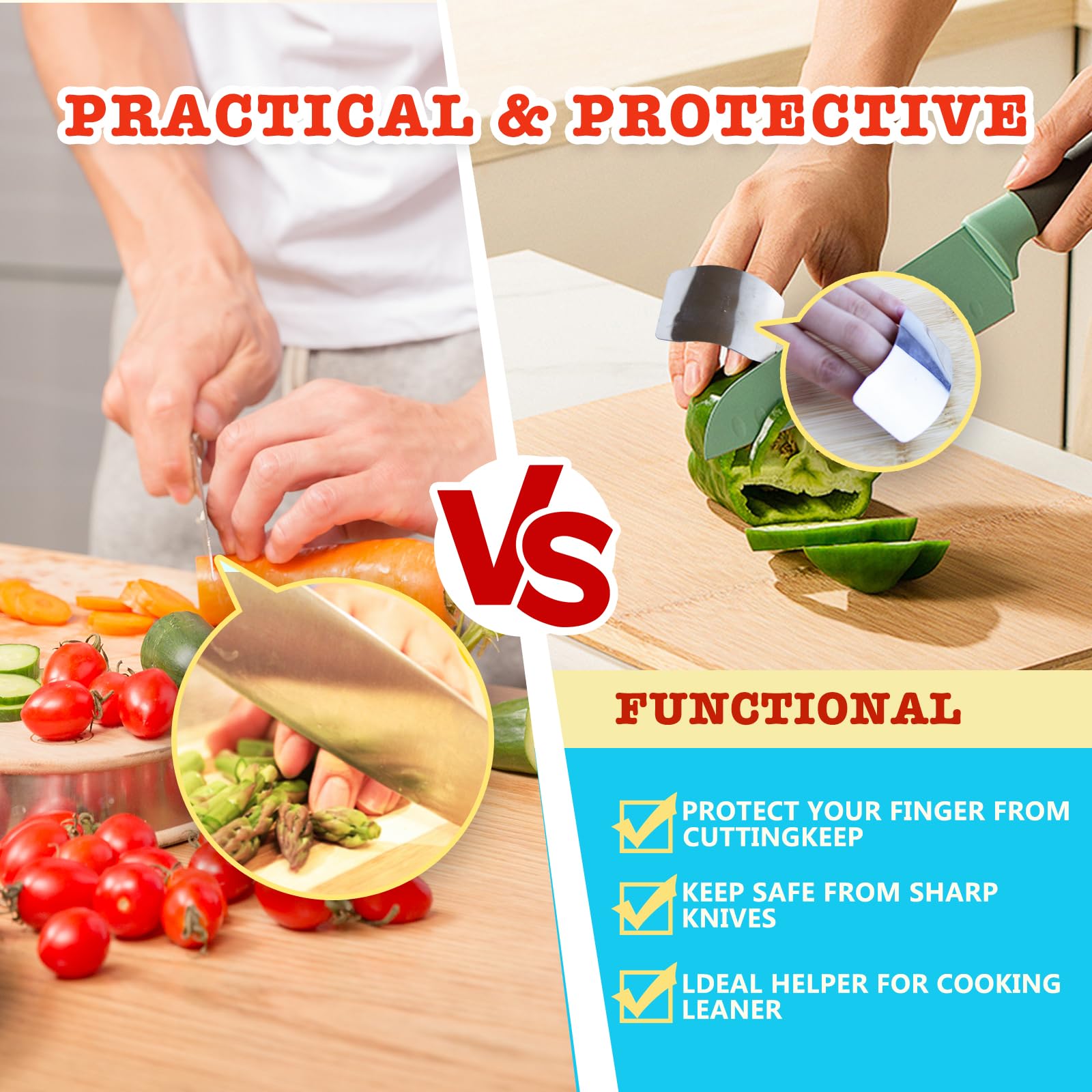 Abvsdu 6 Pcs Finger Guards For Cutting Food, Finger Protector For Cutting Food Slicing Dicing Chopping Vegatables Kitchen Tool Knife Shields Guards Avoid Hurting To Avoid Hurting By The Knife