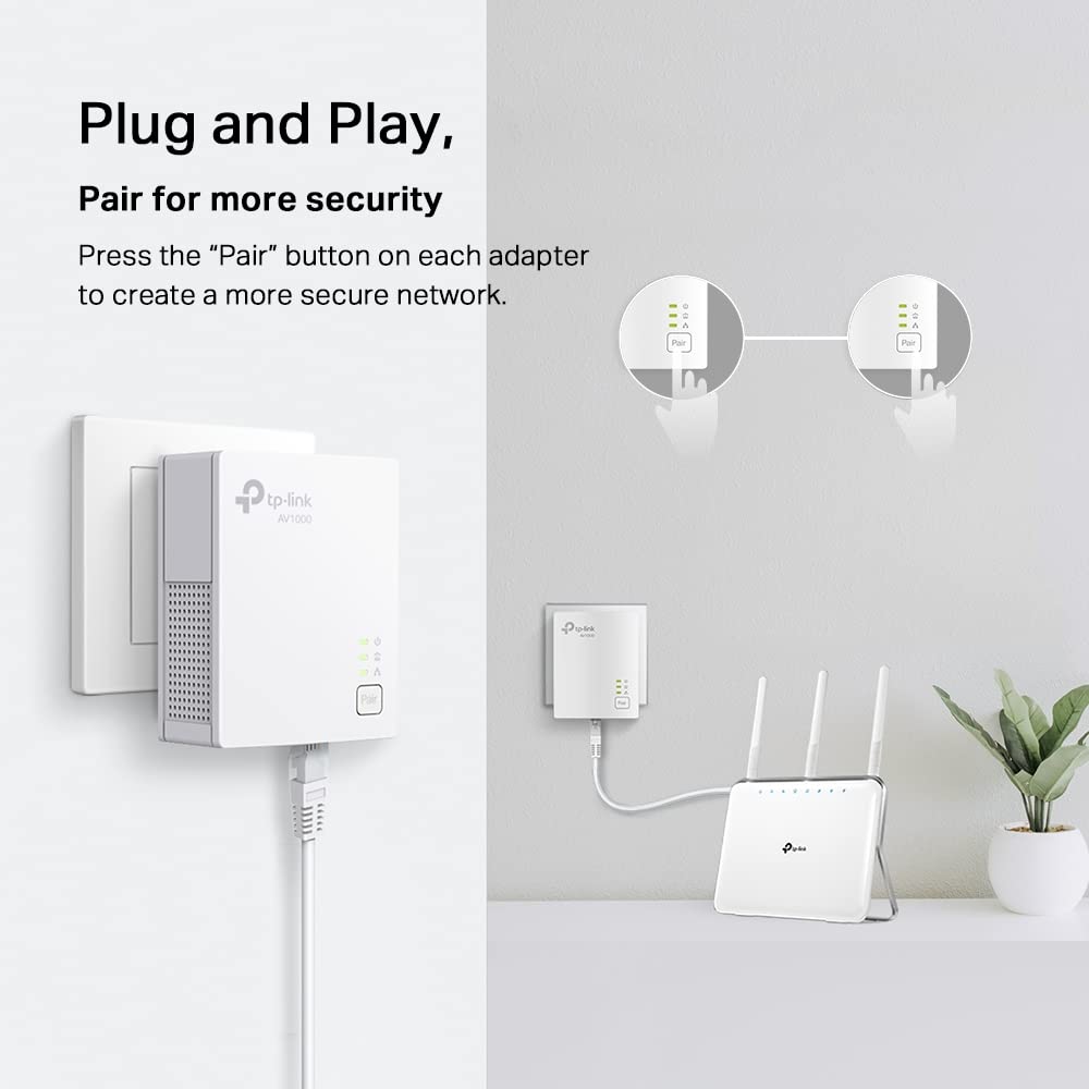 TP-Link AV1000 Powerline Starter Kit (TL-PA7017 KIT) - Gigabit Port, Plug&Play, Ethernet Over Power, Nano Size, Ideal for Smart TV, Online Gaming, Wired Connection Only (Renewed)