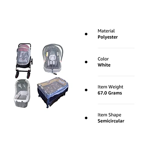 Enovoe Durable Baby Stroller Mosquito Net - Perfect Bug Net for Strollers, Bassinets, Cradles, Playards, Pack N Plays and Portable Mini Crib (White)