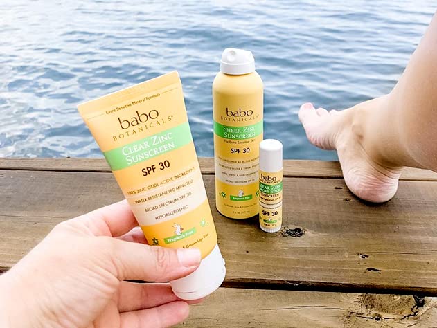 Babo Botanicals Sheer Zinc Mineral Sunscreen Sport Stick SPF30- Natural Zinc Oxide- Shea Butter- Fragrance-Free - Water Resistant - MADE SAFE Certified