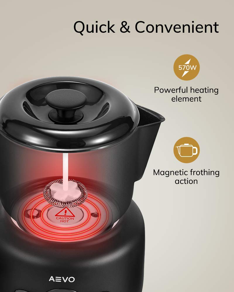 AEVO Milk Frothing Machine, Automatic Electric Milk Warmers and Foam Maker, Dishwasher Safe Detachable Pitcher, Milk Steamer and Frother, 4 Modes for Lattes, Cappuccinos, Hot Chocolate, and More