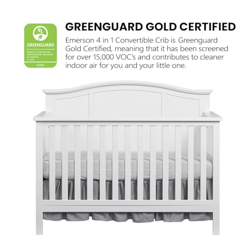 Oxford Baby Emerson 4-in-1 Convertible Crib, Snow White, GreenGuard Gold Certified