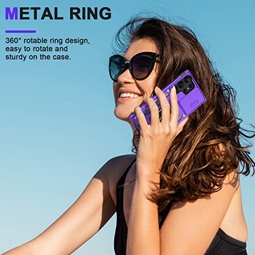 AUPAI Galaxy S23 Ultra Case with Camera Cover,Military Grade Heavy Duty Samsung S23 Ultra Cover Pass 16ft Drop Test Protective Phone Case with Kickstand for Samsung Galaxy S23 Ultra Purple