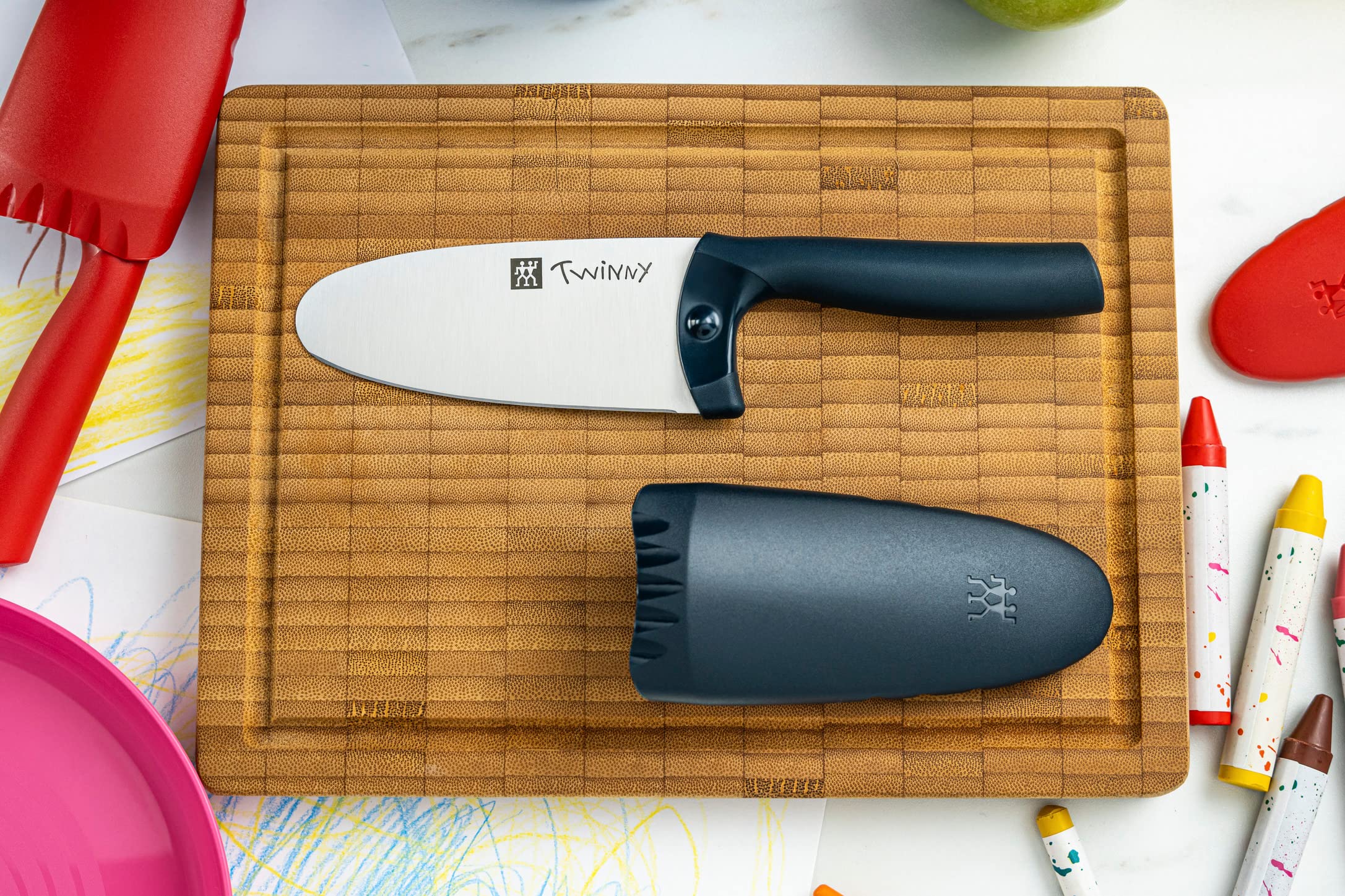 ZWILLING Twinny Stainless Steel Children's Chef's Knife, 10cm, Rounded Blade, Child-Friendly Design, Plastic Handle, Blue