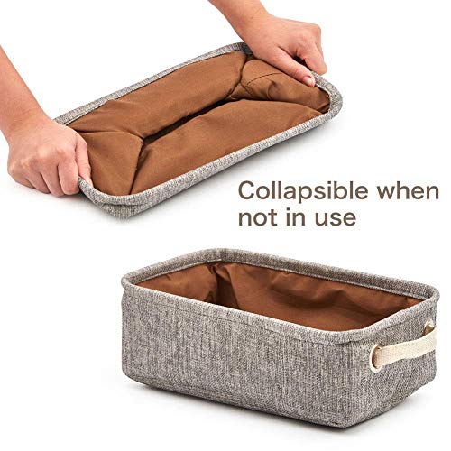 EZOWare 6pc Storage Bins Baskets, Small Folding Drawer Dresser Desktop Organizer Cubes Set with Handles -12 x 7 x 4 inch - Dark Gray