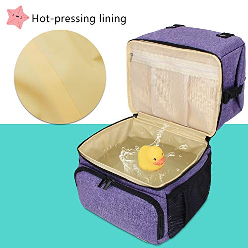 Luxja Breast Pump Bag with 2 Compartments for Breast Pump and Cooler Bag, Leakproof Pumping Bag for Working Mothers (Fits Most Major Breast Pump), Purple