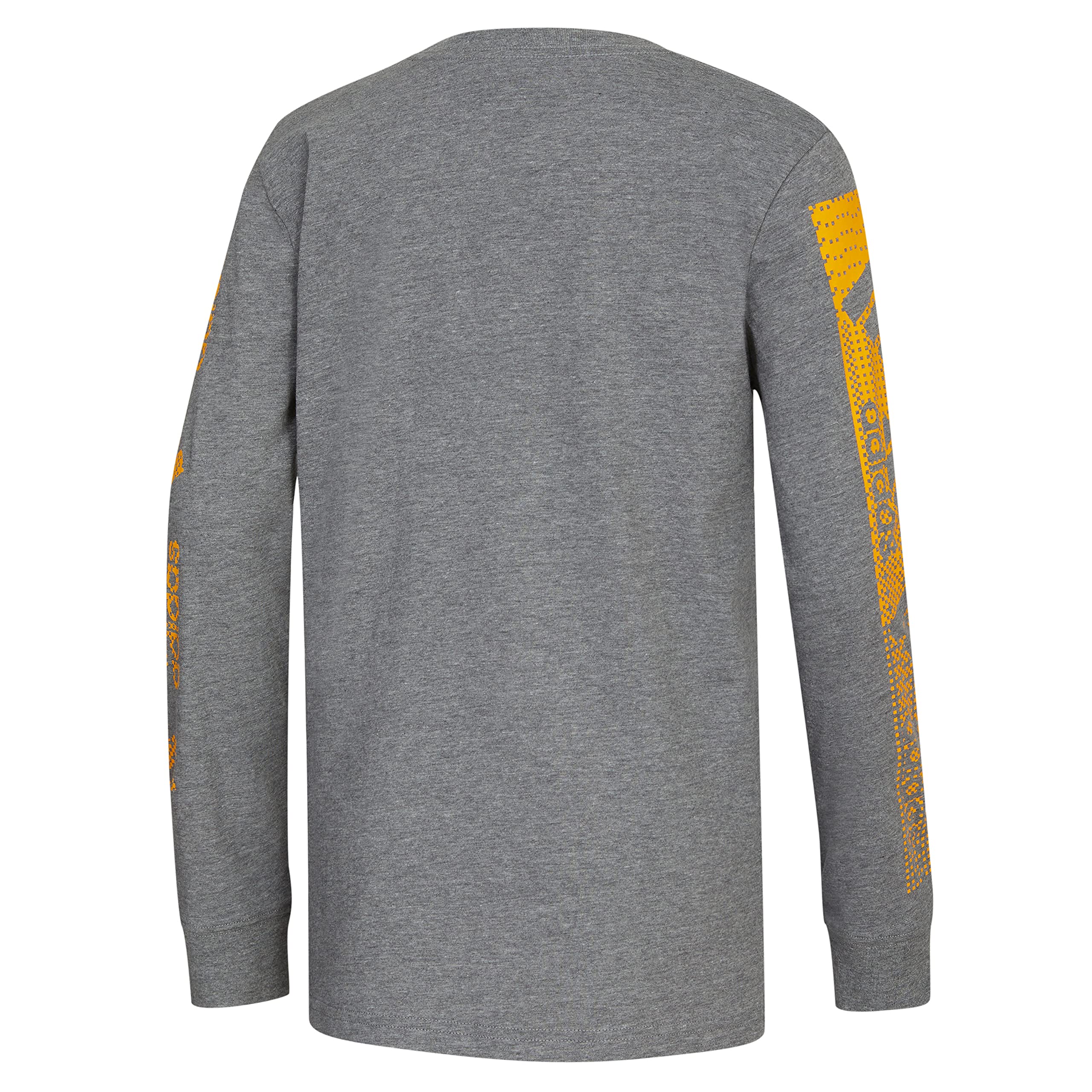adidas Boys' Long Sleeve Pixel Brand Tee, Charcoal Grey Heather, 5