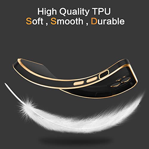 BENTOBEN Compatible with iPhone 11 Case, Slim Luxury Electroplated Bumper Women Men Girl Protective Soft Case Cover with Strap for iPhone 11 6.1 inch,Black/Gold