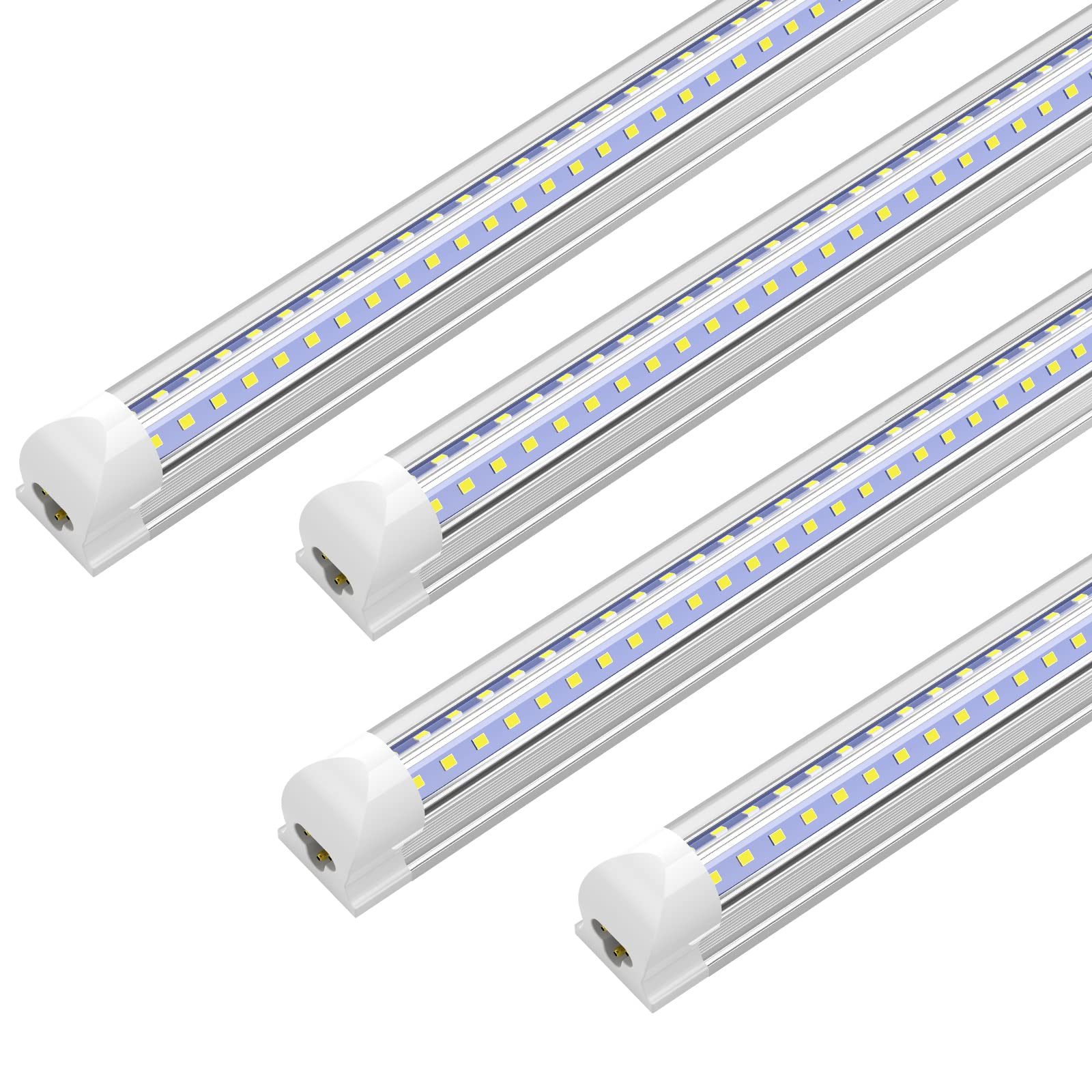 3FT LED Shop Light Fixture, 22W 2200LM 6000K, Cool White, V Shape, Hight Output, Linkable Shop Lights, T8 LED Tube Lights, Clear Cover, Plug and Play, for Garage Warehouse Workshop Basement (4-pack)