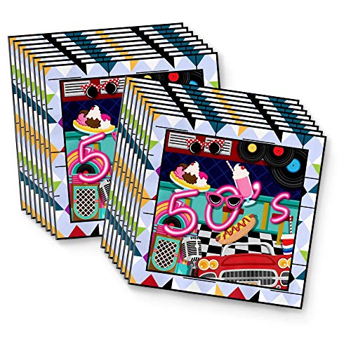 50's Diner Birthday Party Supplies Set Plates Napkins Cups Tableware Kit for 16