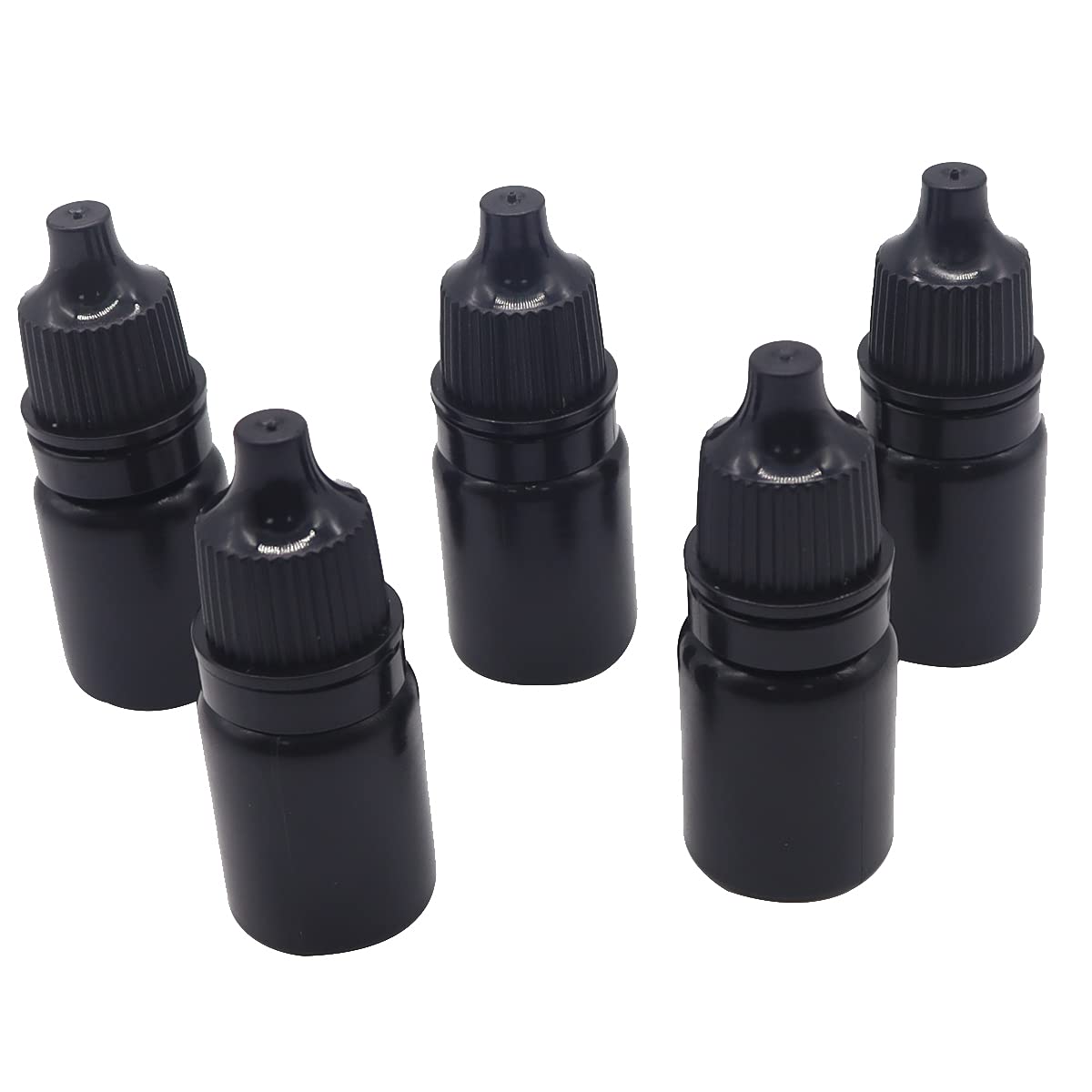 Snadulor 60pcs 5ml empty black plastic squeezable dropper bottle with protective cap,eye drop bottle(Black Cap)