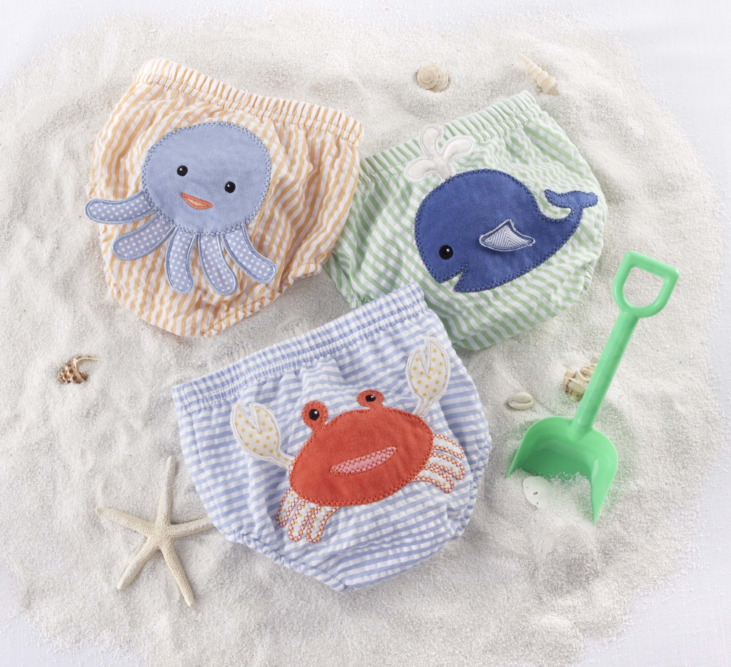 Baby Aspen Beach Bums 3 Piece Bloomers, Newborn Bathing Suit, Diaper Cover, Swimmers, 0-6 Months