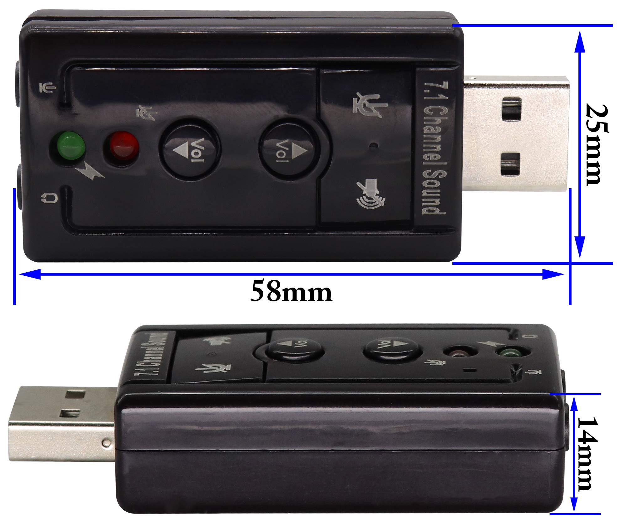 zdyCGTime Hi-Speed USB 2.0 7.1-Channel Virtual USB 3D Stereo Audio Adapter External Sound Card with 3.5 mm Audio and Microphone Ports, Internal Amplifier and Volume Controls