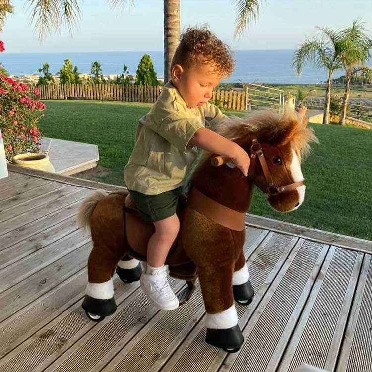 PonyCycle Ride on Horse Toy Plush Walking Animal Classic Model U Brown Horse Size 3 for Age 3-5 Ux324