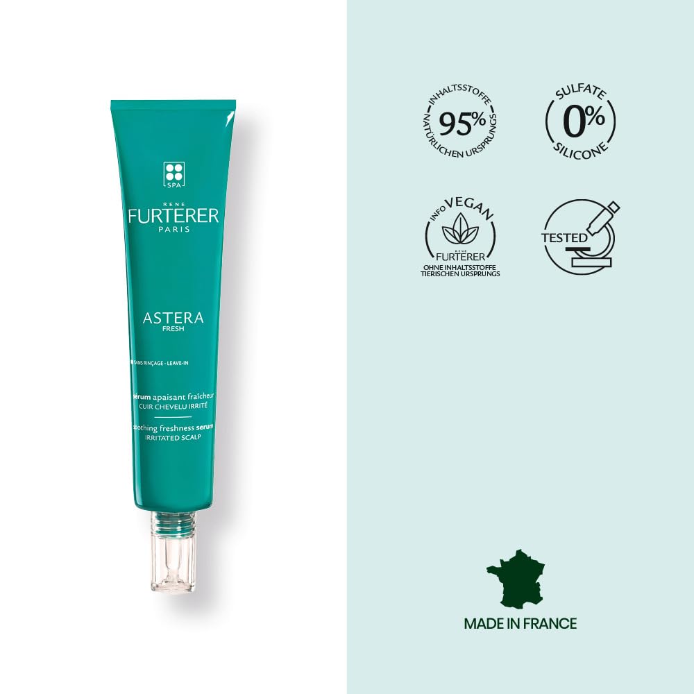 Rene Furterer ASTERA FRESH Soothing Freshness Serum - Cool & Soothe Sensitive Scalps - Mint & Eucalyptus - Paraben & Silicone-Free - 2.5 fl. oz.