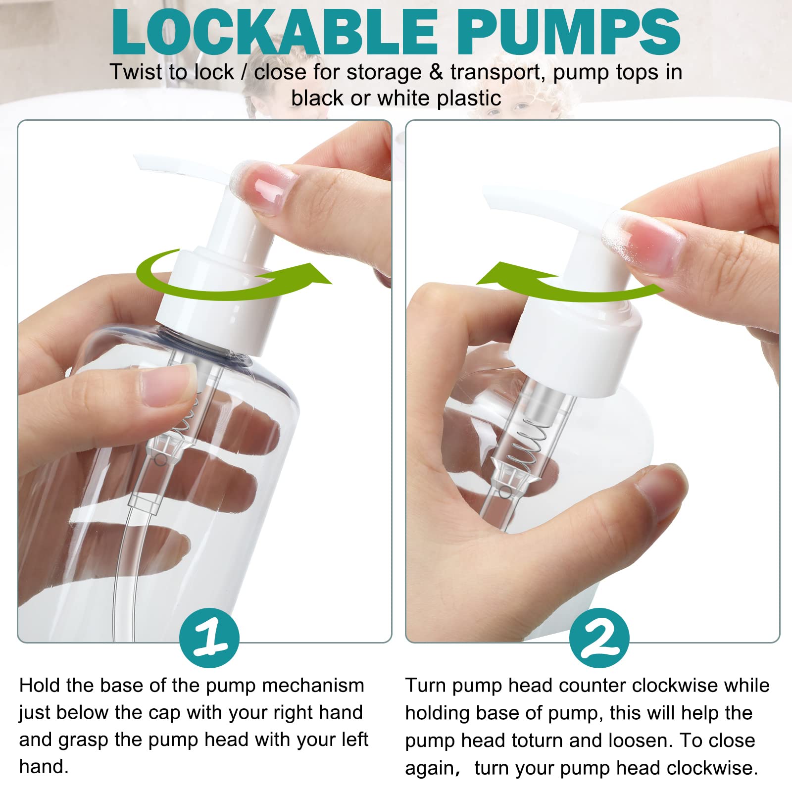 30 Pieces 8 oz Clear Plastic Pump Bottle Dispenser Empty Lotion Bottles Hand Dish Dispenser Refillable Container Black White Pumping for Shampoo Conditioner Body Wash Cream Liquid Soap