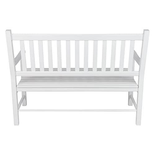 Shine Company Eden Outdoor Wood Garden Bench for Front Porch, Entryway, 24.5" D x 48" W x 38.75" H, White