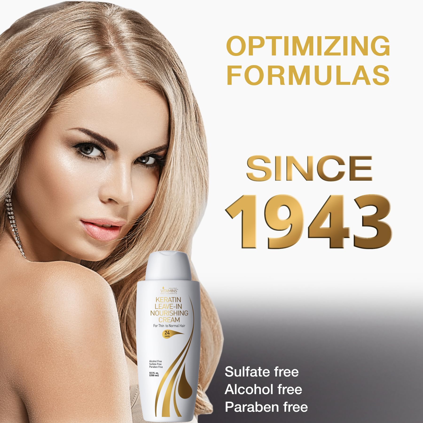 Vitamins Keratin Leave In Conditioner Moisturizer - Thin to Normal Hair Care Moisturizing Hydrating Detangler Cream for Dry Damaged Hair