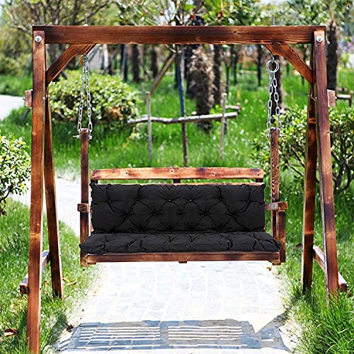 HZWDD Waterproof Bench Cushion with Backrest, 2 or 3 Seat Swing Replacement Cushions with Throw Pillow Overstuffed for Garden Patio Swing Outdoor Bench Cushions(Khaki,40 x 60 in)