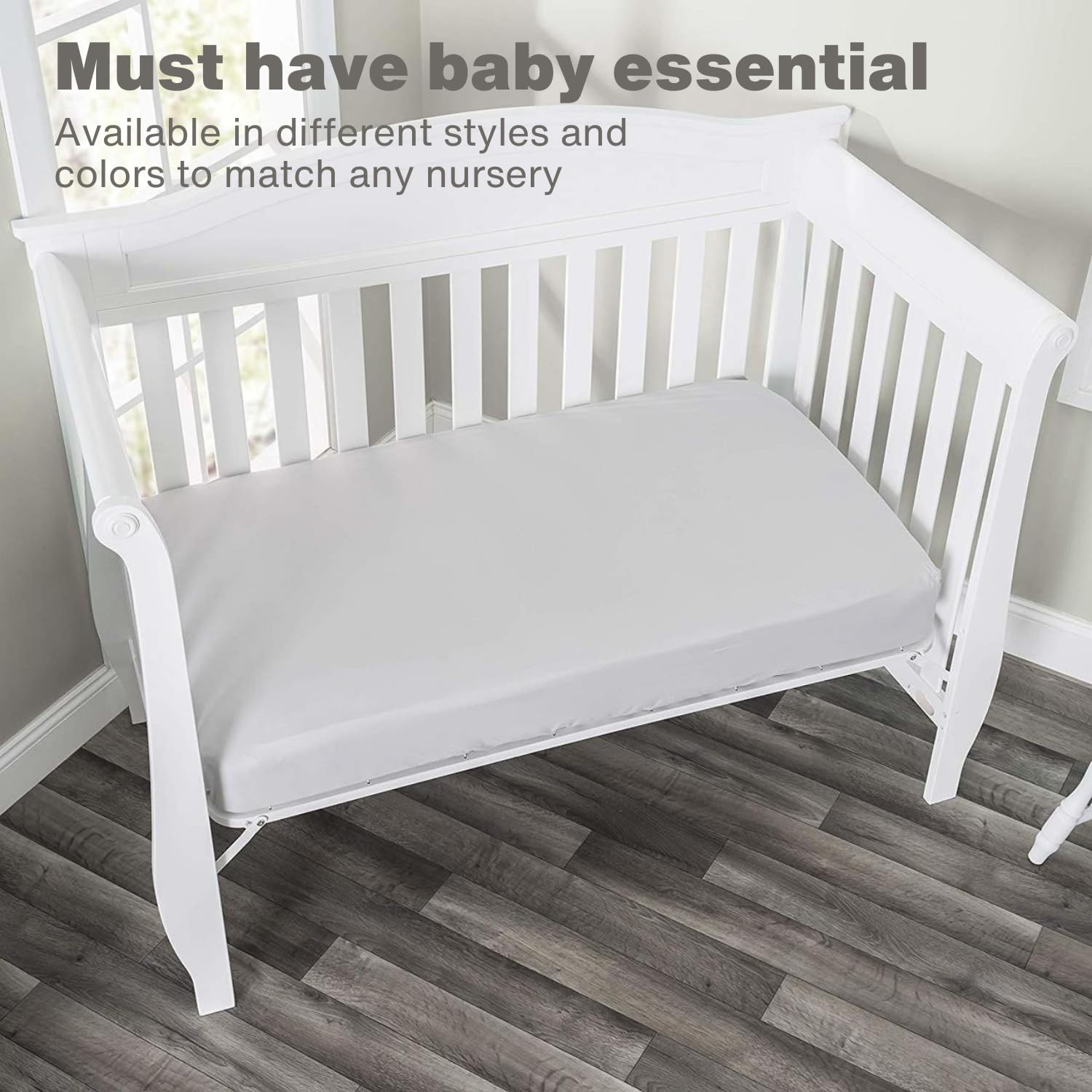 Everyday Kids 2-Pack Fitted Crib Sheets, 100% Soft Breathable Microfiber Baby Sheet, Fits Standard Size Crib Mattress 28in x 52in, Navy Nursery Sheet and Gray Nursery Sheet