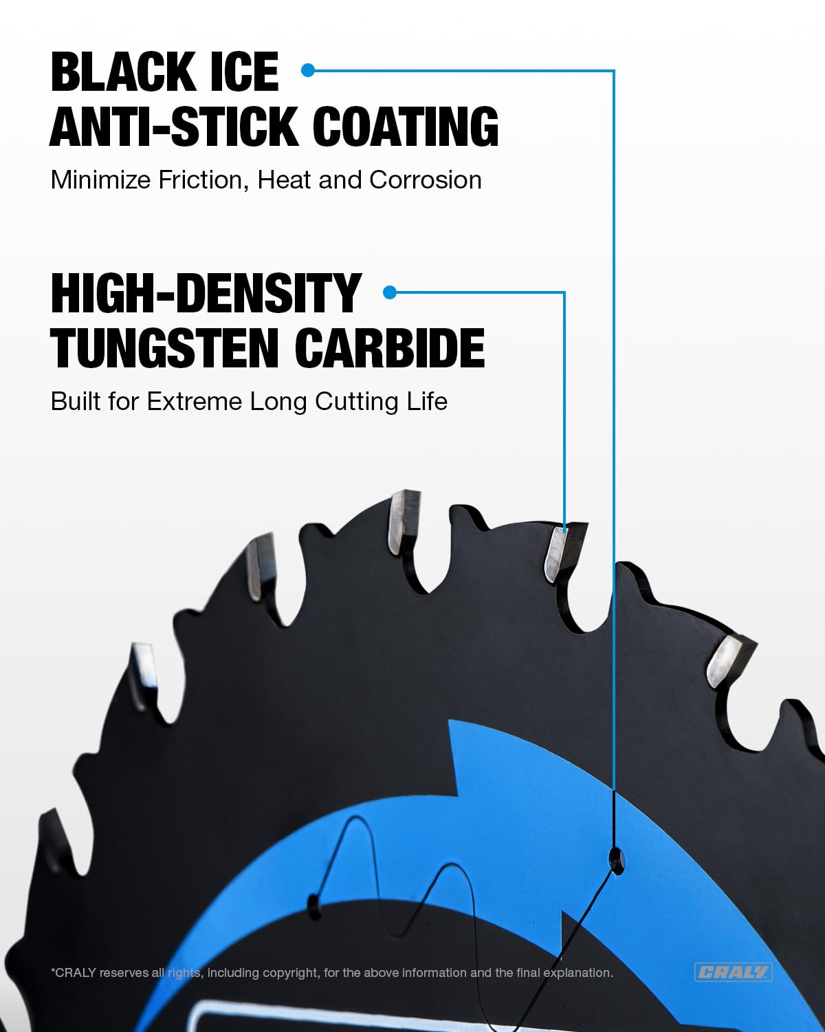 CRALY 6-1/2 Inch 24 Teeth Wood Cutting Framing Circular Saw Blade, 5/8 Inch Arbor, Carbide Tipped, Thin Kerf, Black Ice Coating, for Plywood, MDF, OSB, Laminated(C0624FR)