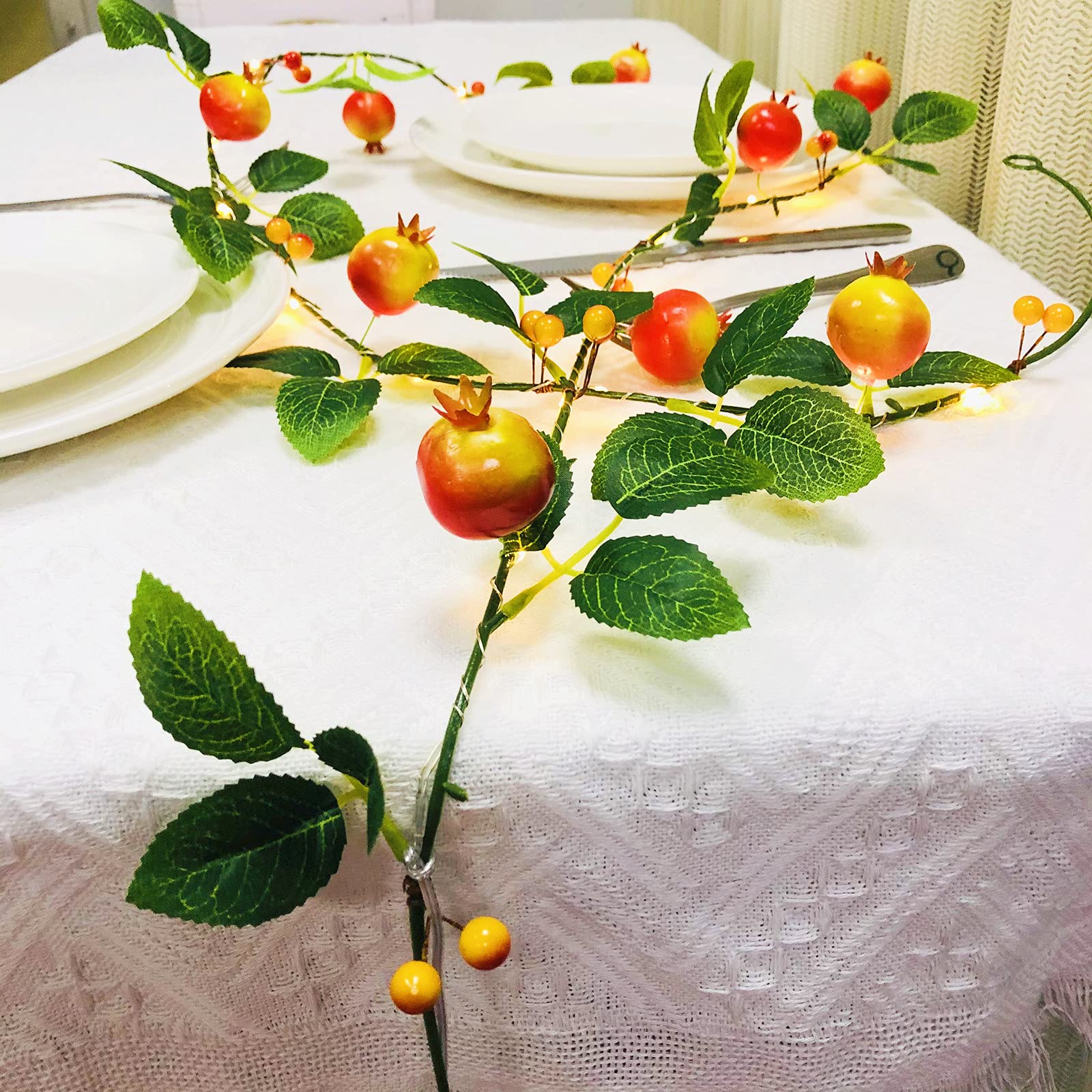 Artificial Fruit Pomegranate String Lights 6.56ft/20LED Rosehips Hanging Vines Plant Garland Foam Berries Light for Home Garden Wedding Party Decor (Z-Pomegranate Light, 1 Pack)