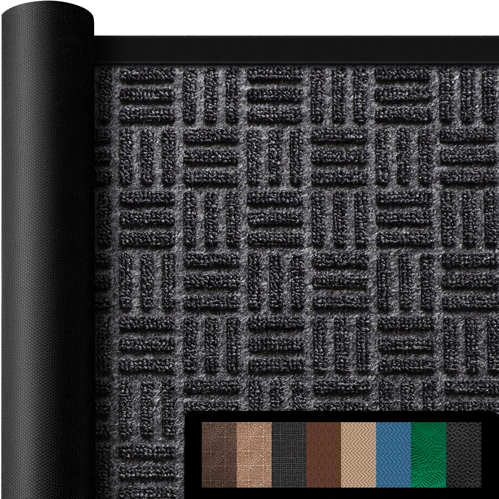 Amagabeli Large Outdoor Door Mats Rubber Shoes 36" x 24" Heavy Duty Low Profile Rug for Front Door Entrance Outside Patio Garage High Traffic Areas Indoor Waterproof