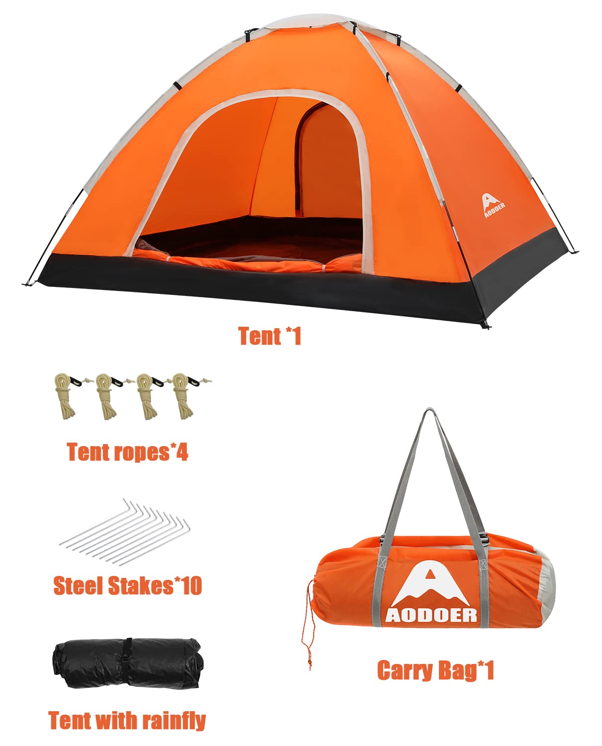 3 Person Camping Dome Tent - Family Waterproof Backpack Tents with Top Rainfly, Ultralight Easy Set Up for Camping, Backpacking, Hiking & Outdoor