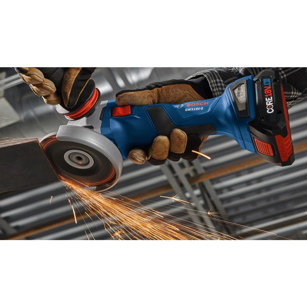 BOSCH GWX18V-8B15 18V X-LOCK Brushless 4-1/2 In. Angle Grinder Kit with (1) CORE18V® 4 Ah Advanced Power Battery