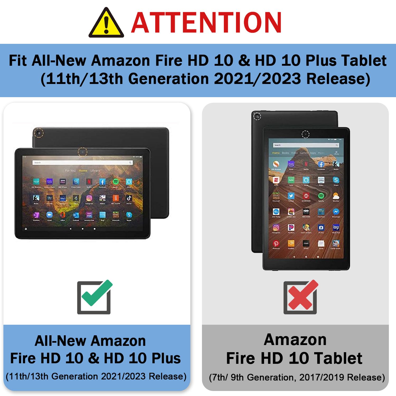 ZoneFoker Case for All New Kindle Fire HD 10 Tablet & Fire HD 10 Plus (11th/13th Generation, 2021/2023 Released), 360 Degree Rotating Stand Cover with Auto Sleep/Wake & Pencil Holder, Marble Blue