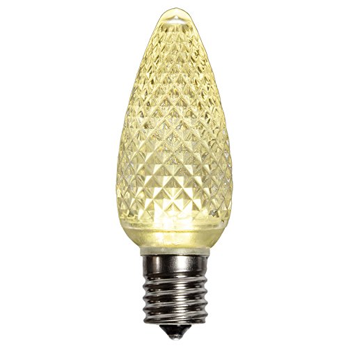 25 Pack Warm White C9 LED Replacement Bulbs Faceted Warm White LED Christmas Light Bulb 2 SMD LEDs in Each Bulb Fits E17 Socket Commercial Grade Indoor and Outdoor Use