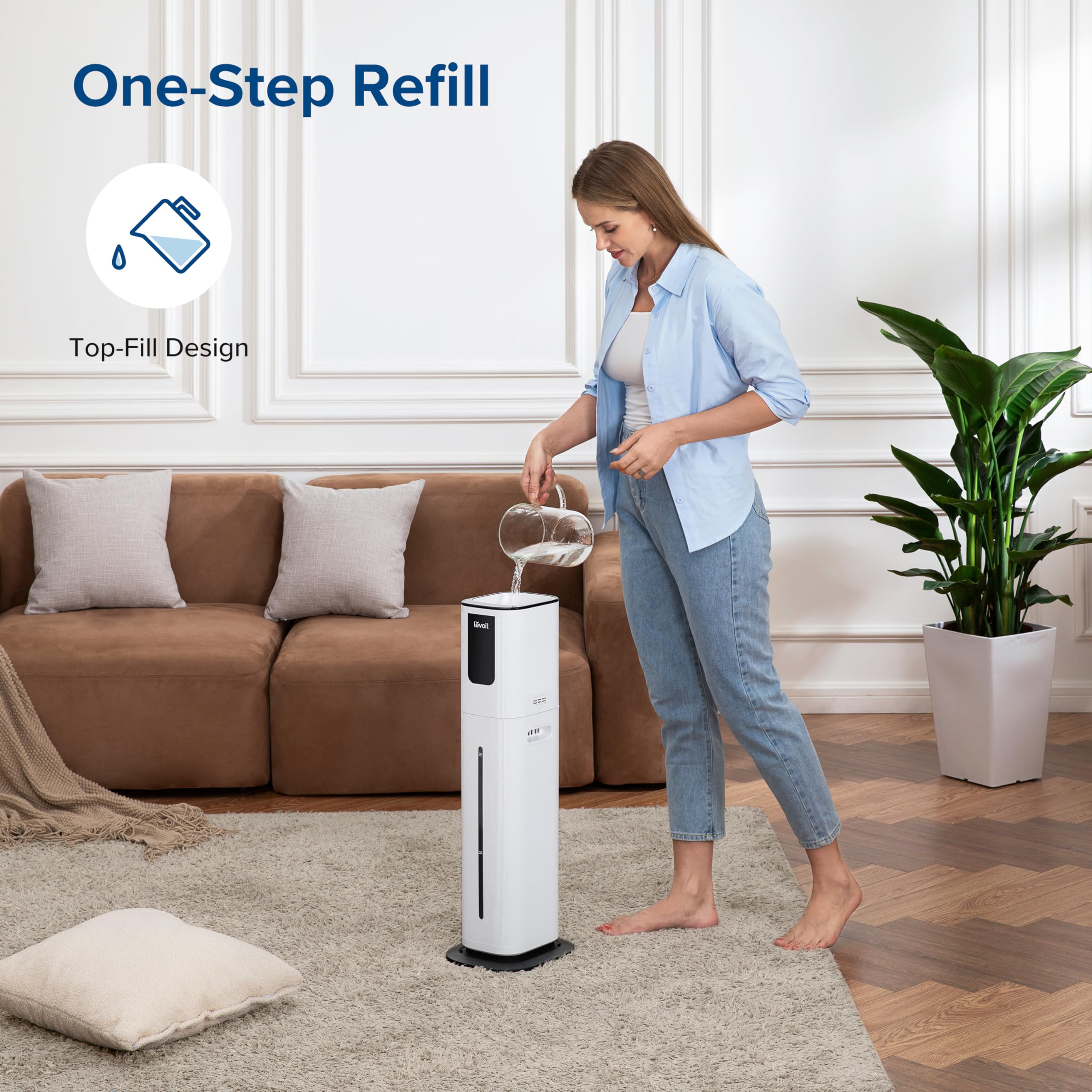 LEVOIT OasisMist 1000S (10L) Smart Humidifier for Home Large Room Bedroom, Last 100 Hours Suitable for Indoor Plant, Cover up to 600ft², Easy Top Fill, Remoter & Voice Control, Auto Mode, Quiet, White