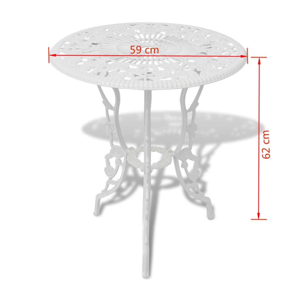 3 Piece Bistro Set | 3pcs Metal Patio Sets | Outdoor Decorative Conversation Sets | Garden 1 Round Table and 2 Chairs for Yard, Porch, Backyard, Balcony, Poolside | White Cast Aluminium and Iron