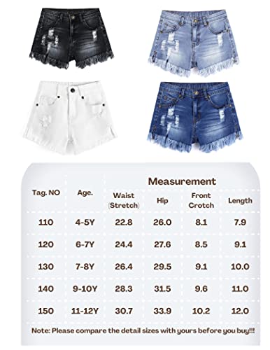 Arshiner Girls Denim Hot Shorts Casual Summer Mid Waisted Short Pants with Pockets 7-8 Years