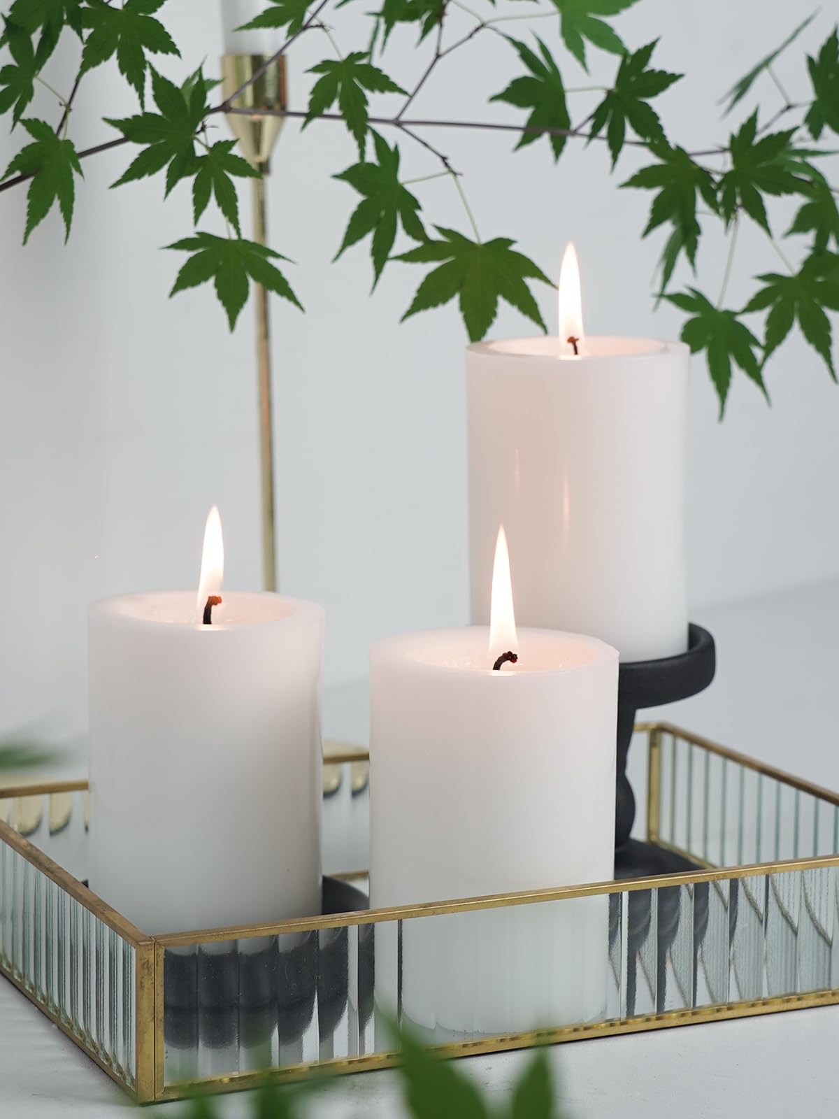 White Pillar Candles Set of 6,Unscented Pillar Candles Bulk-2.8x4in,420 Hours Long Burning Smokeless Pillar Dinner Candles,Dripless Large Round Candle for Wedding, Home Dinner, Parties, Spas