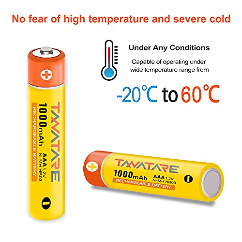 Tanatare Rechargeable AAA Batteries (4 Count) 1000mAh NiMH AAA Recharegeable Batteries, High Capacity, Pre-charege