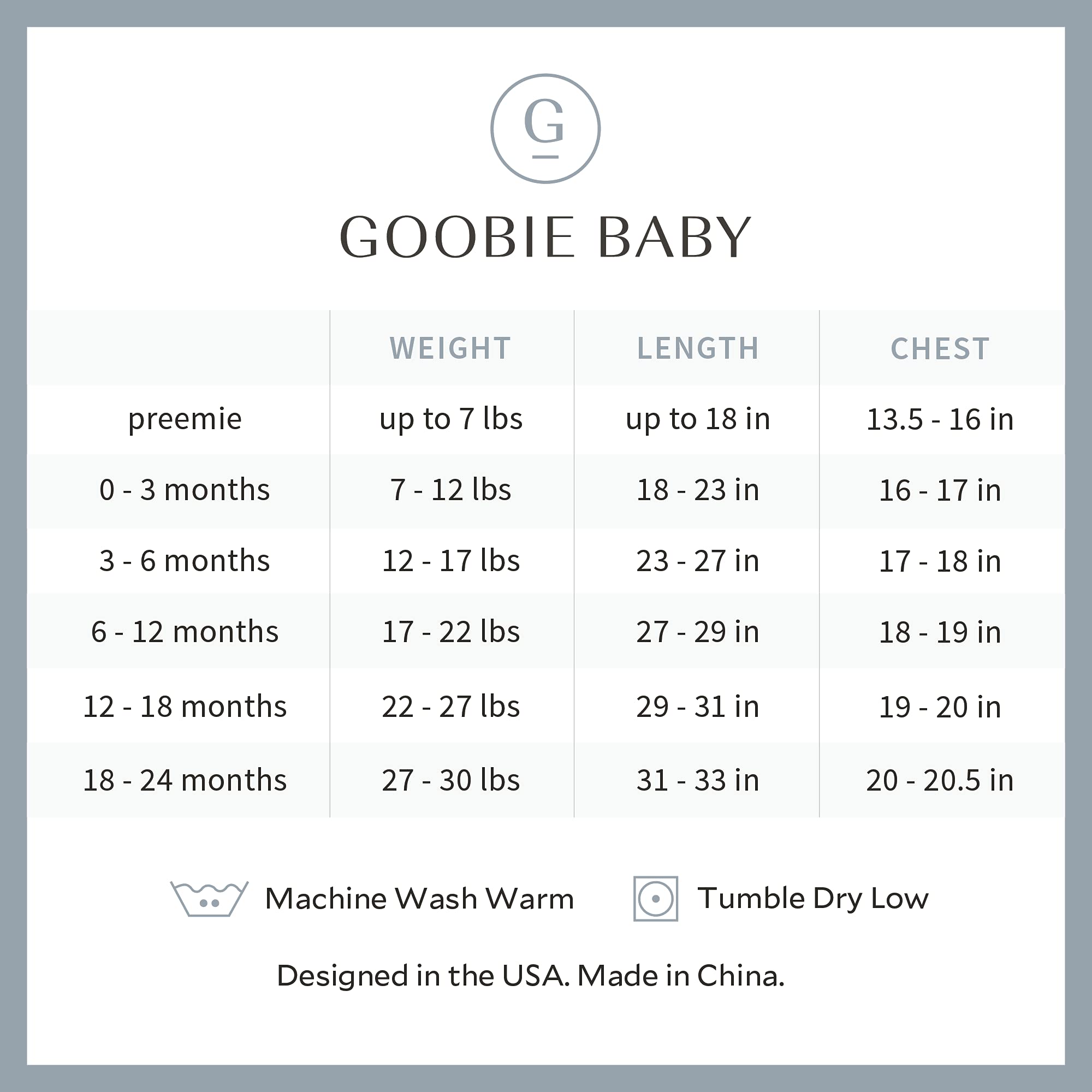 Goobie Baby Long Sleeve Classic Bodysuit Set with Fold-over Mitten Cuffs to Prevent Scratching, Soft 100% Cotton Onesie, Tagless Neck, 4 Pack (Gray, 3-6 Months)