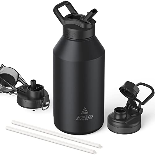 Arslo Insulated Sport Bottle With Straw Lid, Stainless Steel Water Bottles Double Walled, Vacuum Thermo Mug,Metal Water Bottle Insulated Keeps Water Cold