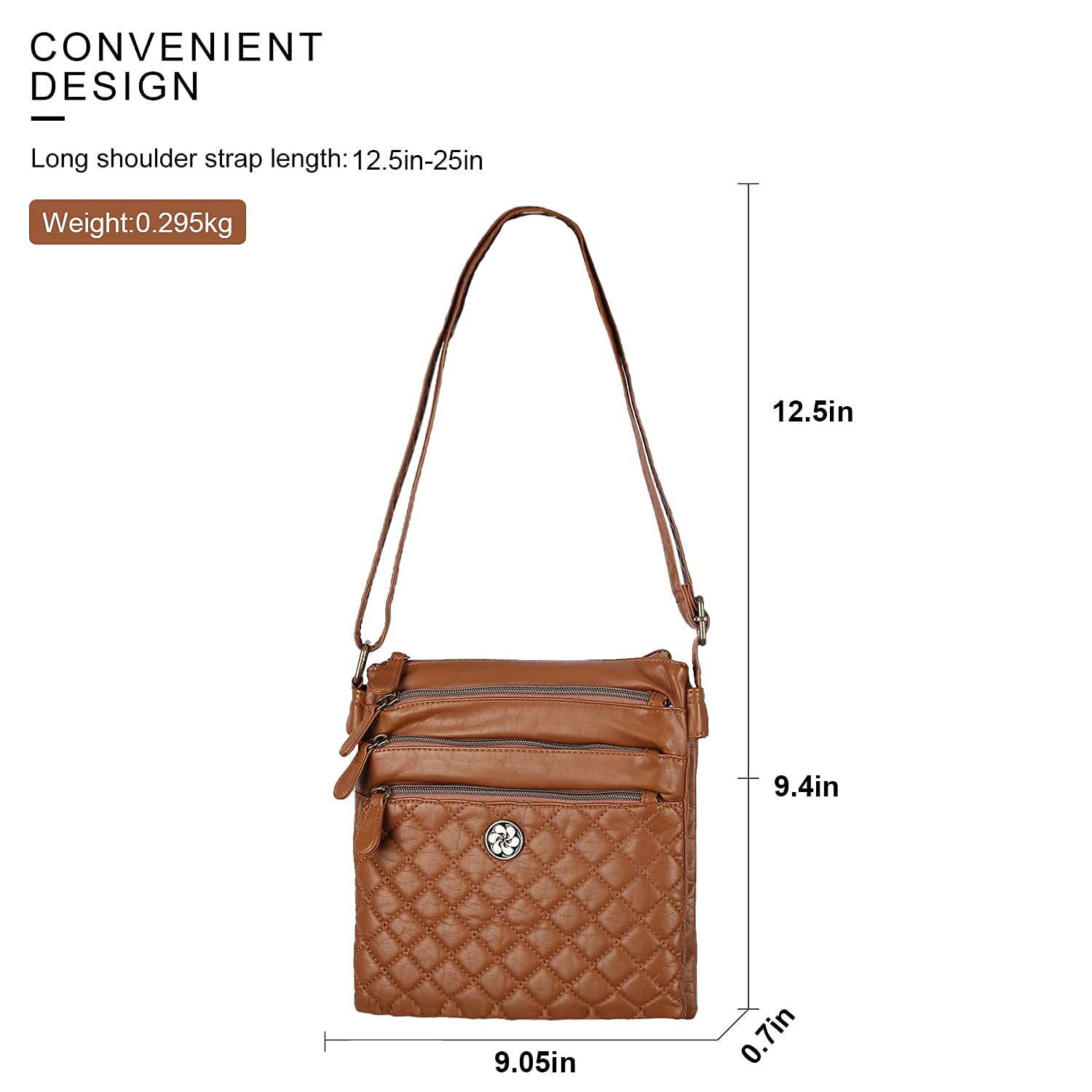 Angel Kiss Crossbody Bag for Women Large Shoulder Bag Skin- friendly Washed Leather Purse with Multi Pockets