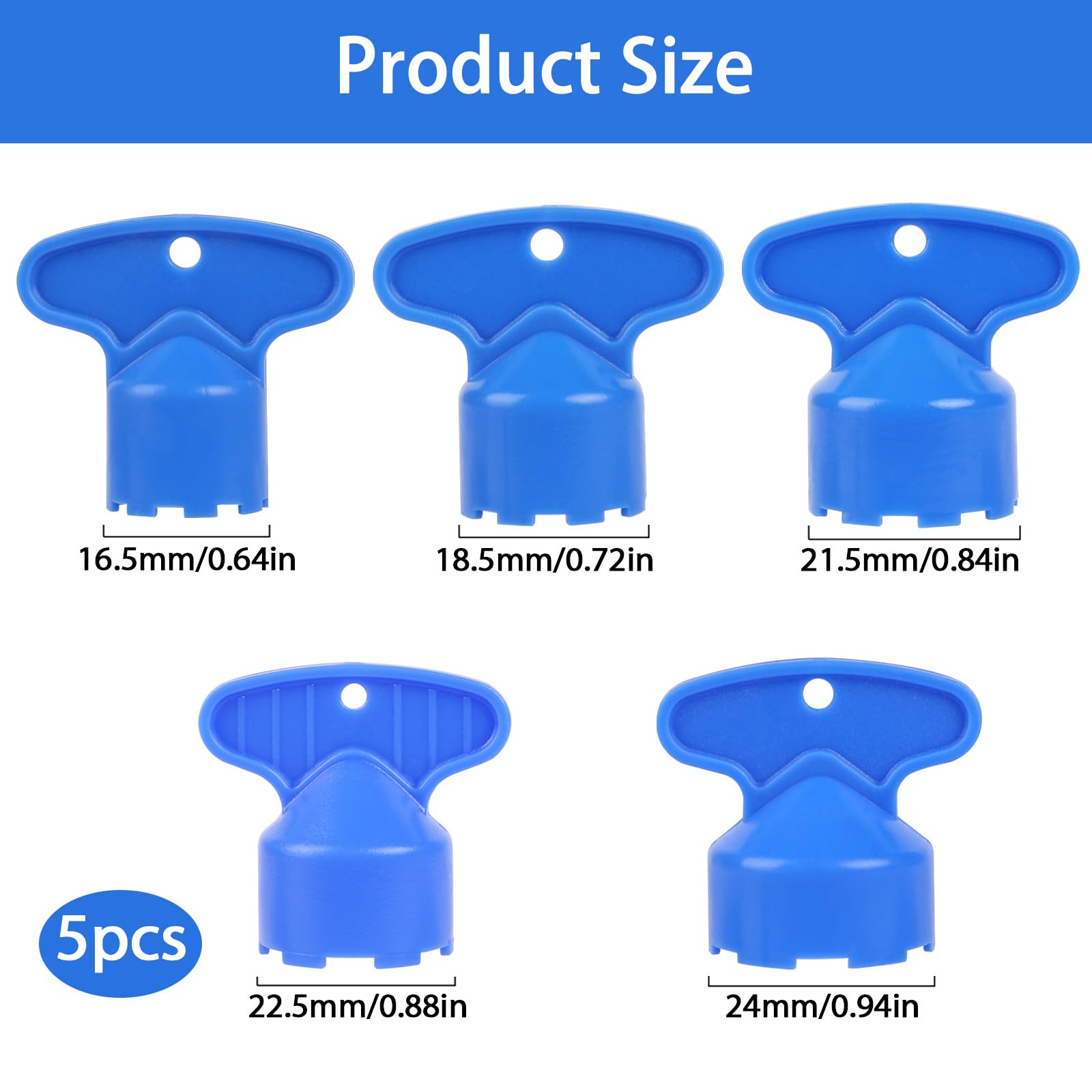 5 PCS Faucet Aerator Key Removal Wrench Tool Replacement Cache Aerators Removal Tool with 5 Sizes M16.5, M18.5, M21.5, M22.5, M24, Faucet Aerator Removal Tool for Bathroom Kitchen Sink
