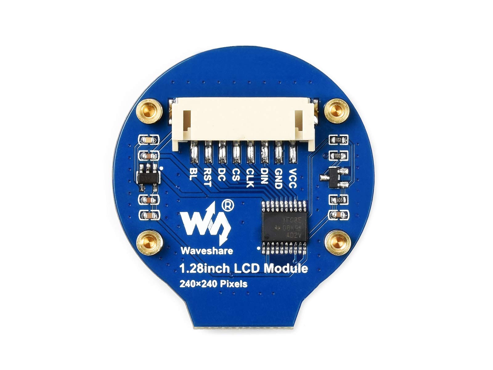 waveshare 1.28 inch Round LCD Display for Arduino/Jetson Nano/Raspberry Pi/STM32, 240×240 IPS Screen Monitor 65K RGB Colors, Using SPI Bus, Embedded GC9A01 Driver