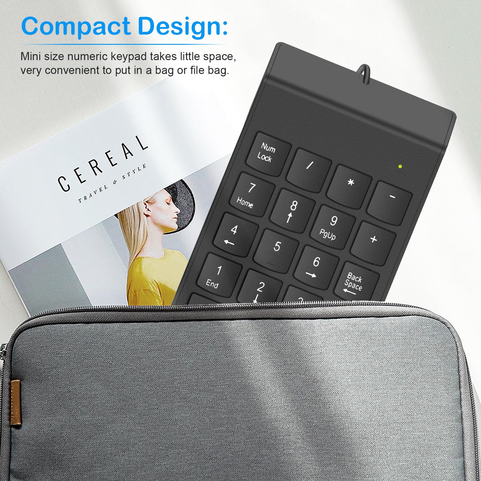 USB Numeric Keypad Numpad Portable Slim Mini 10 Key Number Pad Keyboard for Laptop Desktop Computer PC, Compatible with ChromeBook Surface Notebook, Tax Accountant Calculate Office Travel & Home